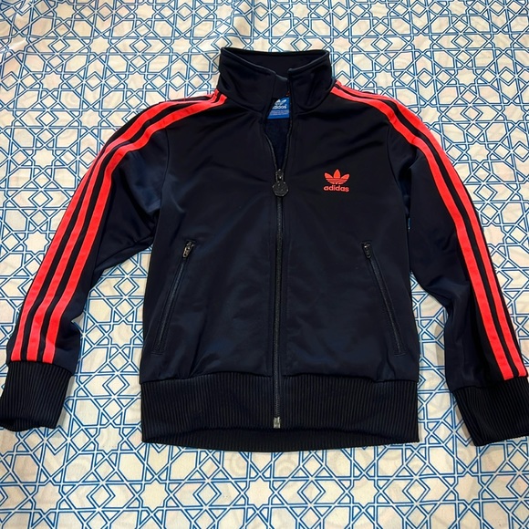 adidas | Jackets & Coats | Girls Adidas Jacket Dark Blue With Pink ...